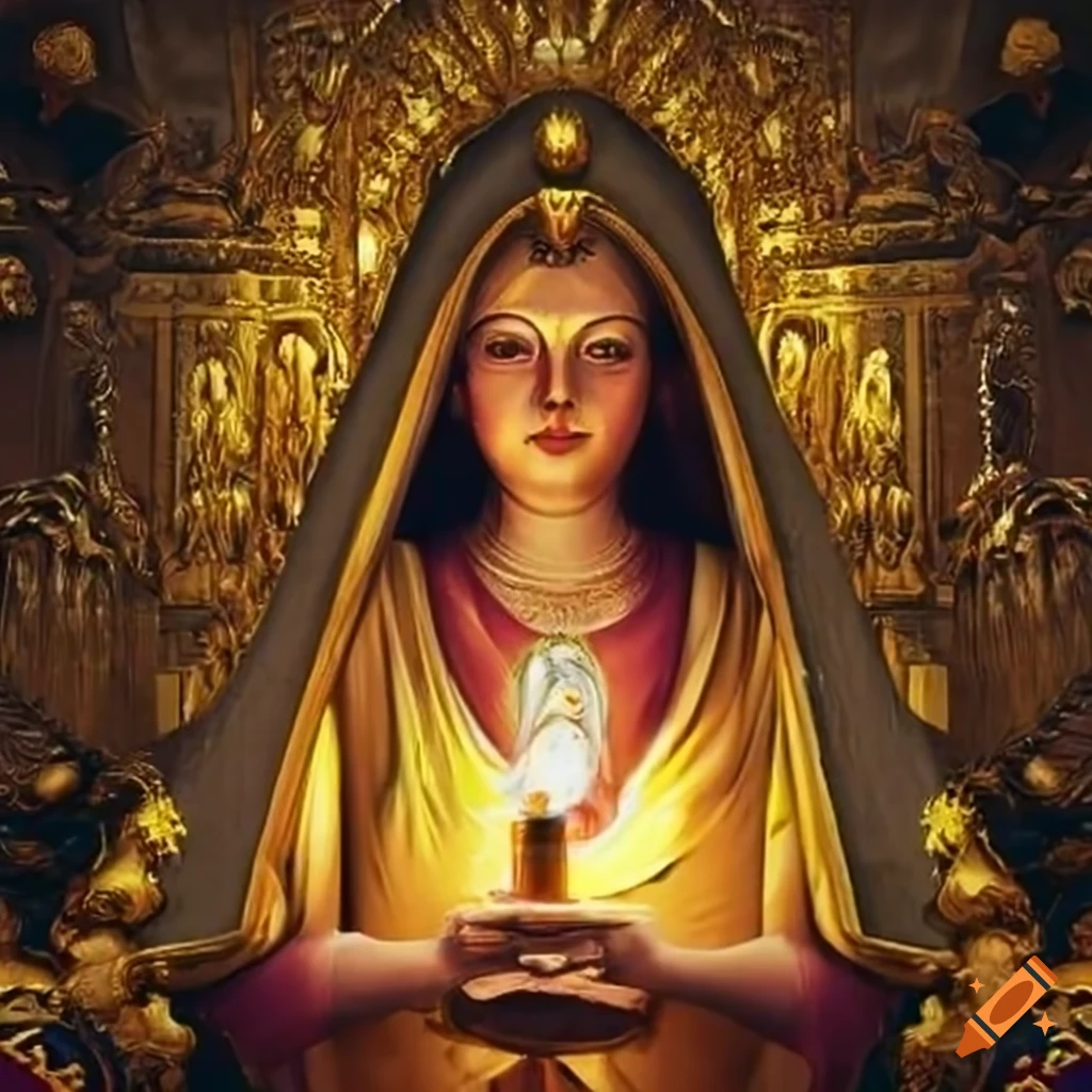 Religious ritual in a golden room on Craiyon