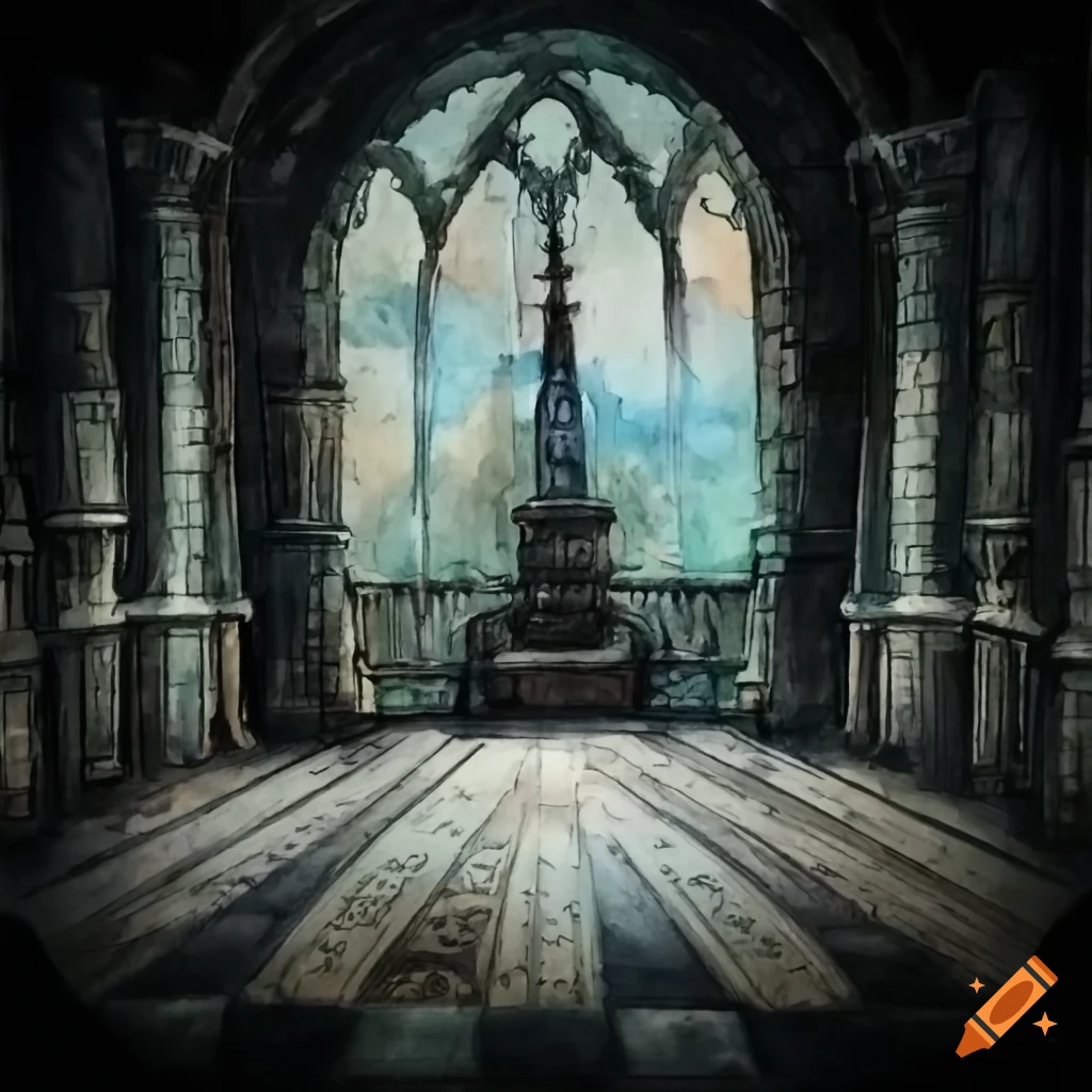 Dnd style interior of a castle with thrones on Craiyon
