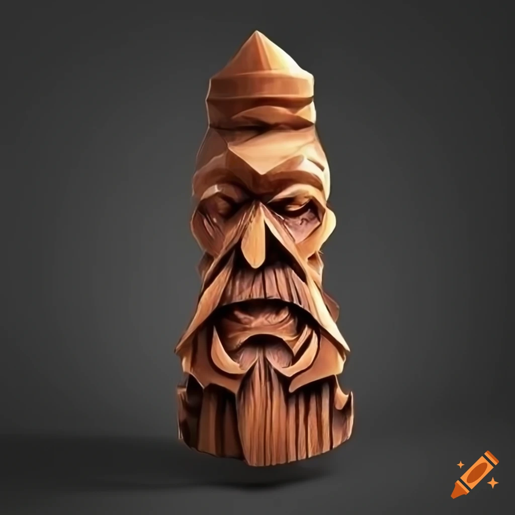 Illustration of a blind swordsman in 'stave carving' style on Craiyon