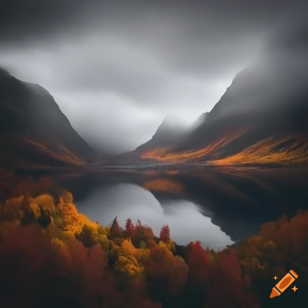 Dark autumn mountain landscape in scotland