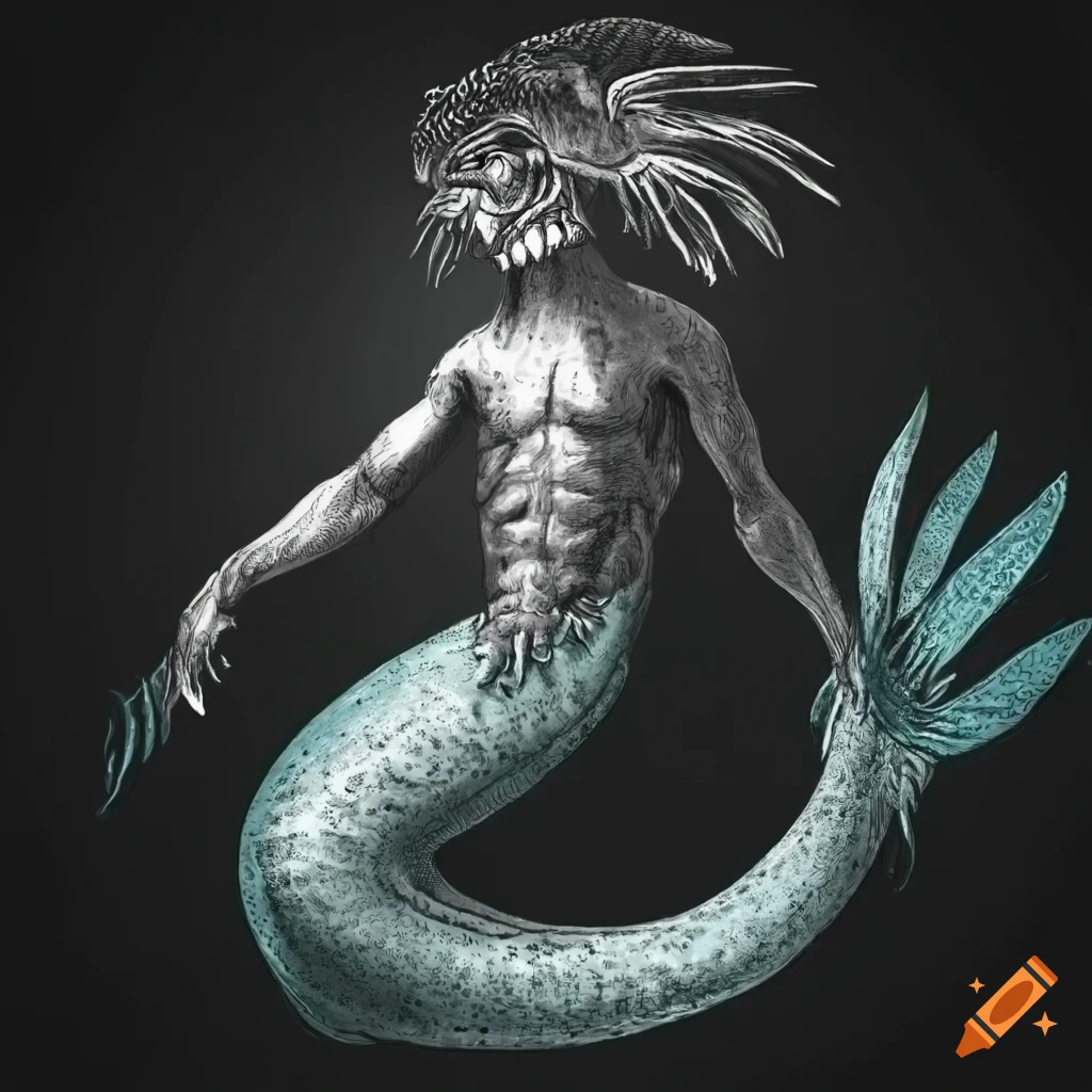 Highly detailed etching of a prehistoric sea monster on Craiyon