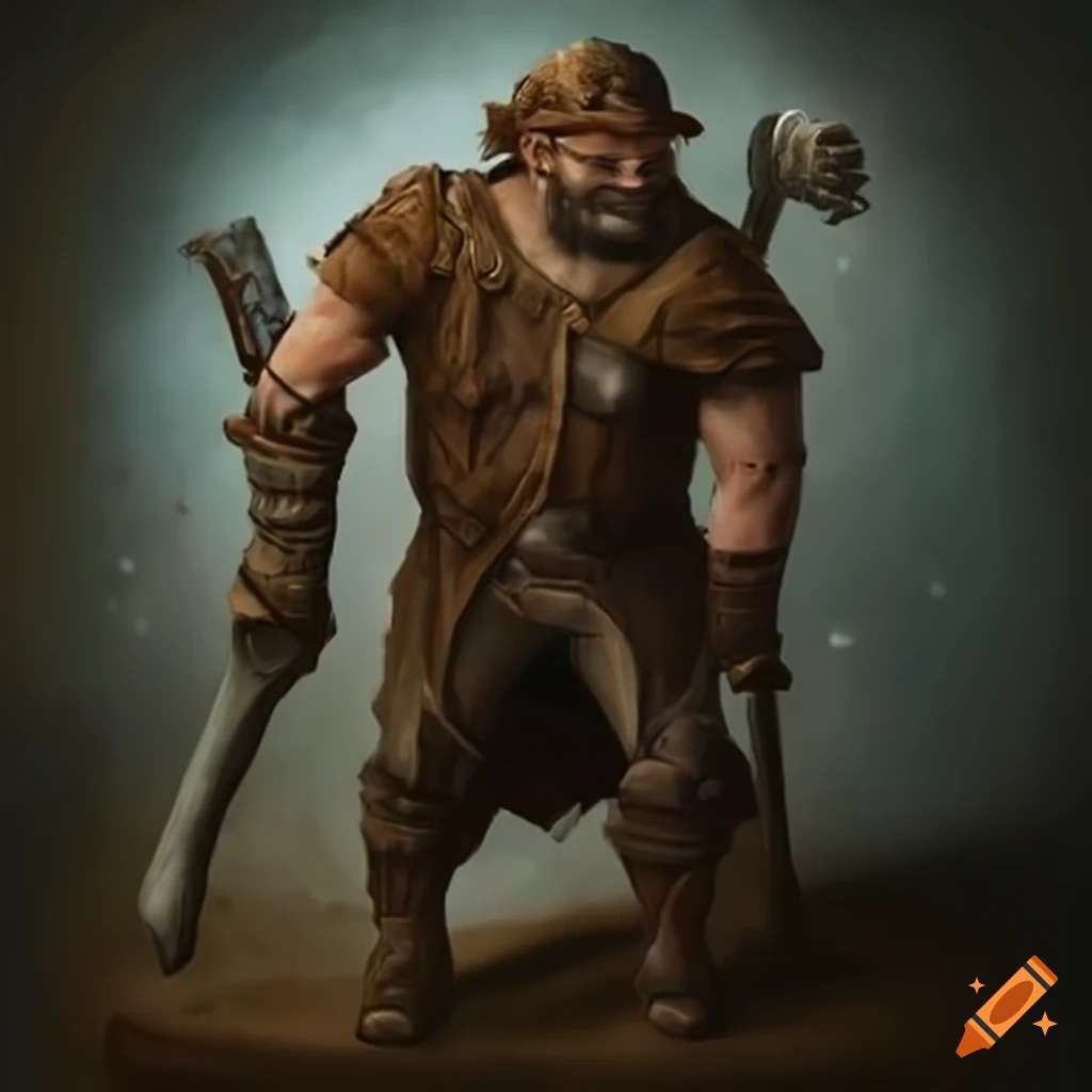 Fantasy miner digging with a shovel on Craiyon