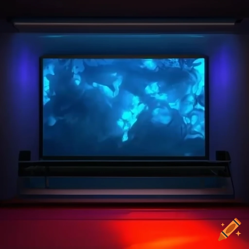 Room with big screen for 3d graphics on Craiyon