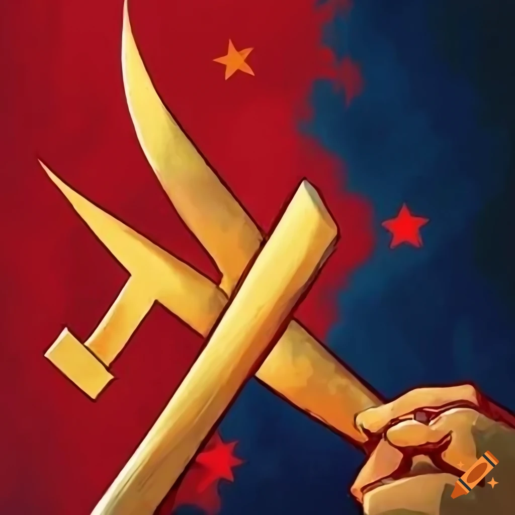 Traditional artwork of a modernized communist flag on Craiyon