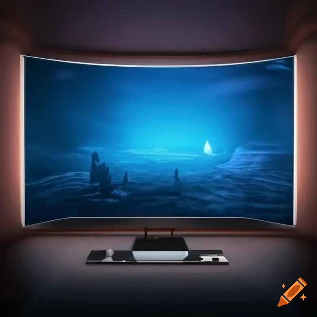 Modern room with a large screen on Craiyon