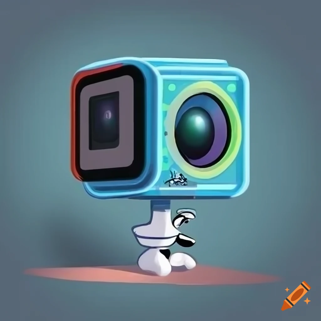 Cartoon illustration of a GoPro camera on Craiyon