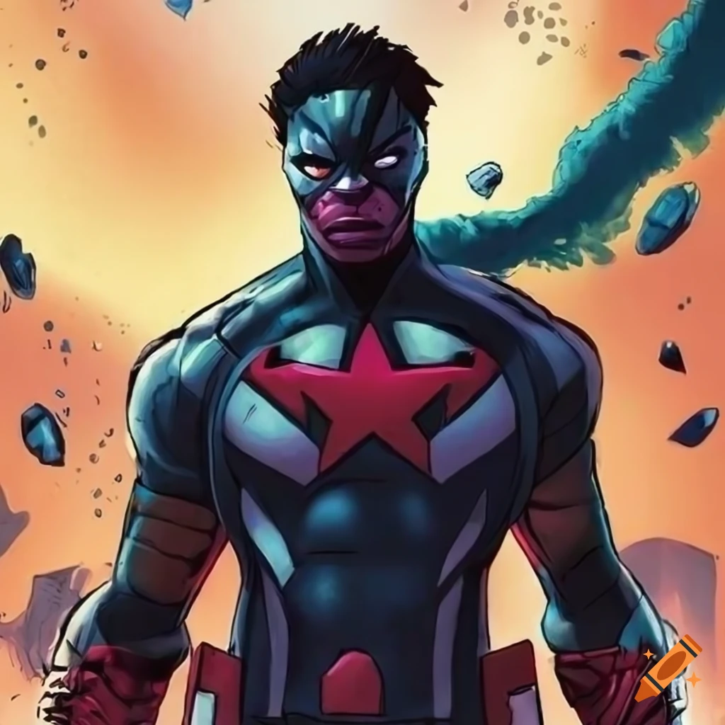 Marvel comic panel featuring a powerful black superhero on Craiyon