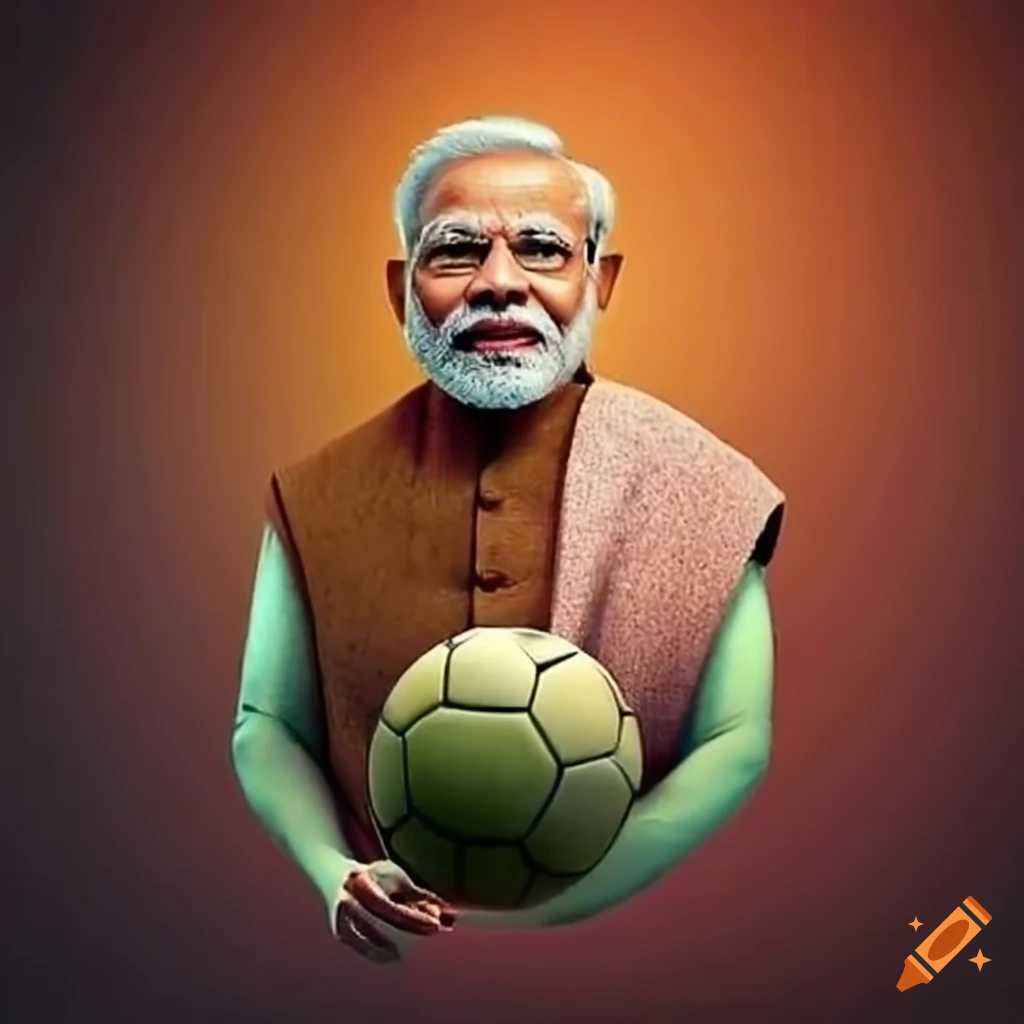 Narendra modi playing football on Craiyon
