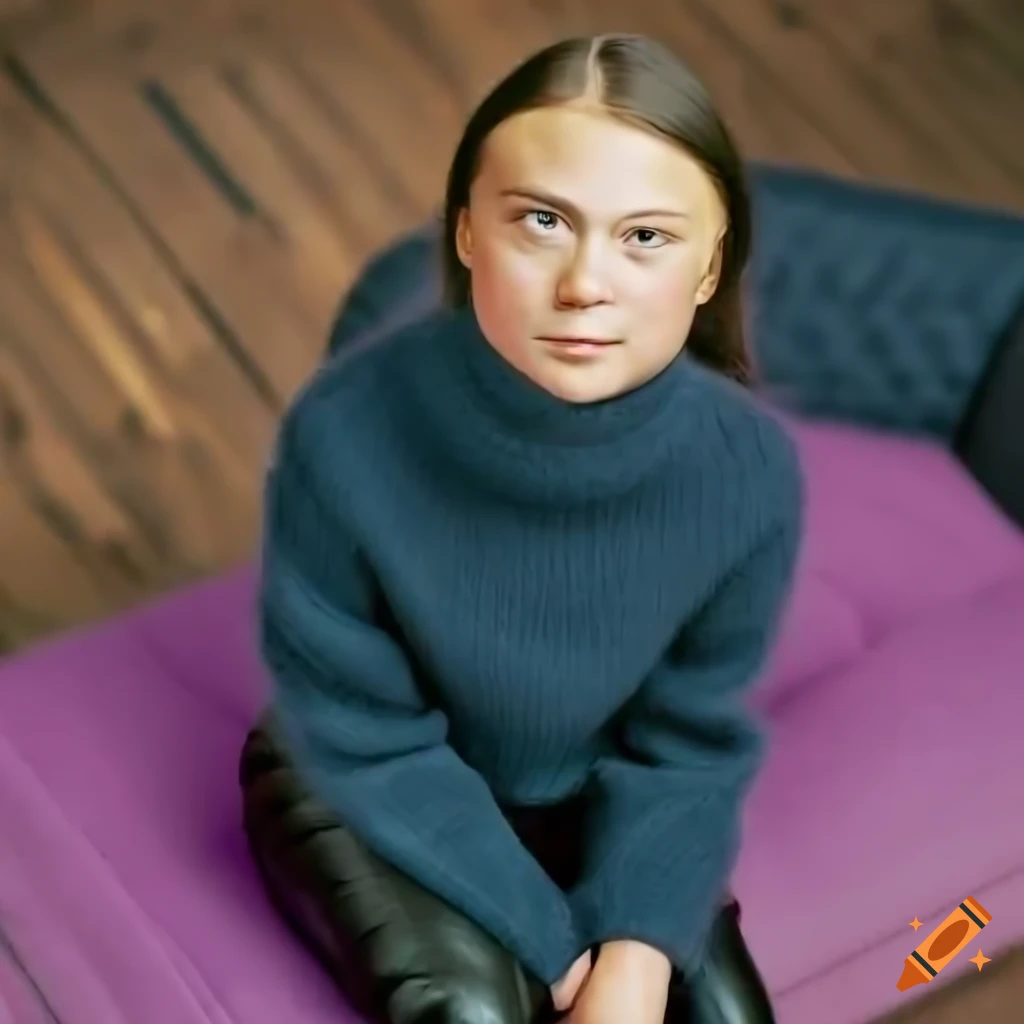 Greta thunberg with a big smile on Craiyon