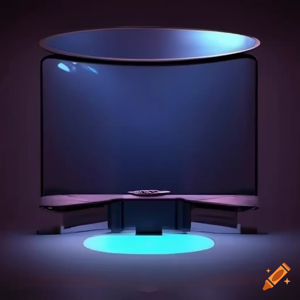 3d room with a large screen on Craiyon