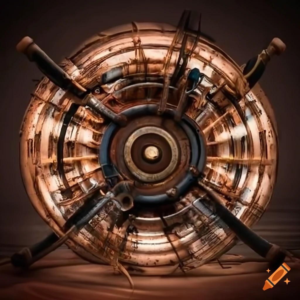 Rusty futuristic electric motor with tubes and wires on Craiyon