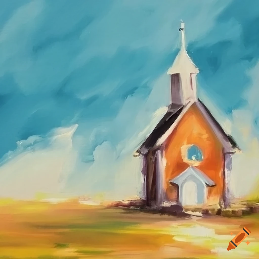 Watercolor landscape with purple figure and church painting by rené ...