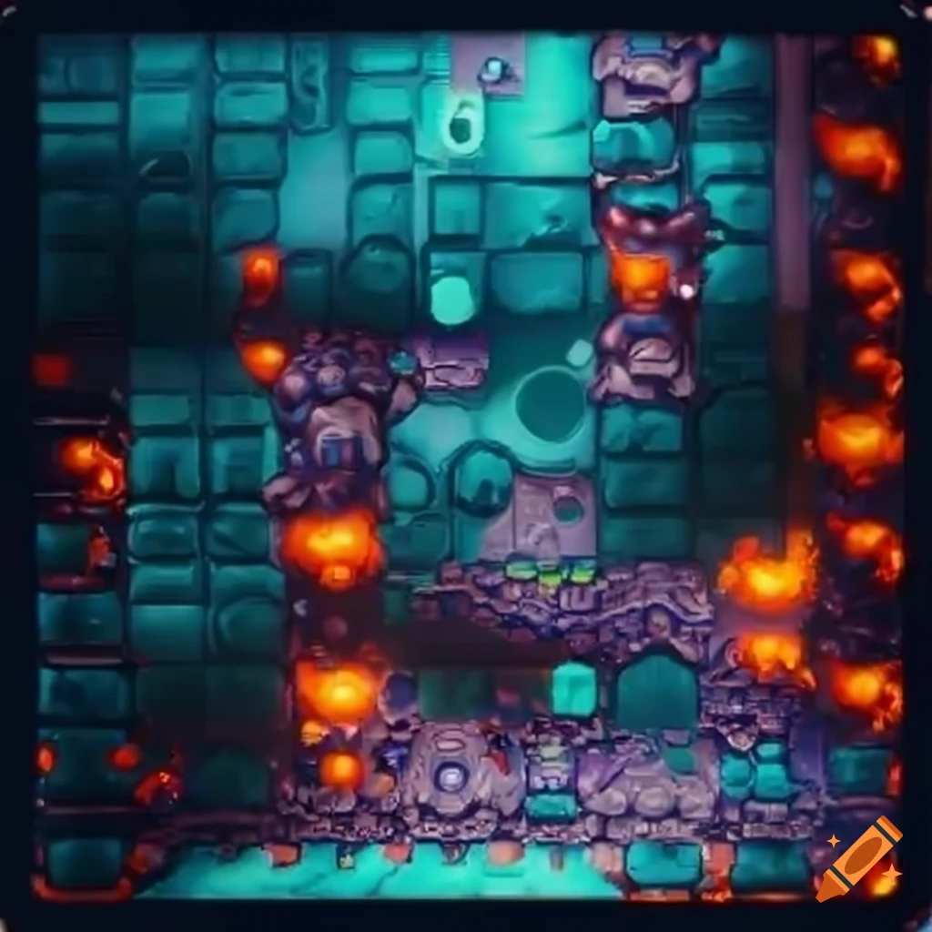 Molten bubble tiles in a 2d platform game on Craiyon