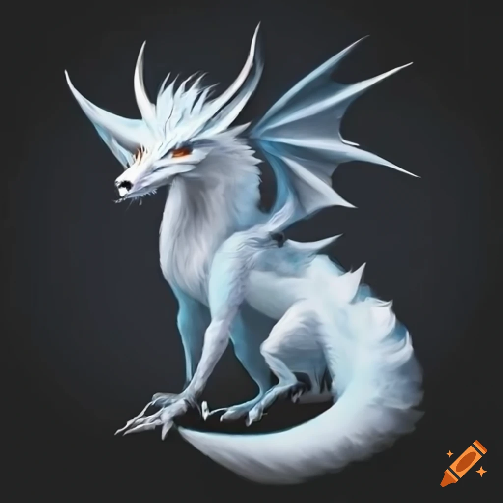 Image of a white fox dragon on Craiyon