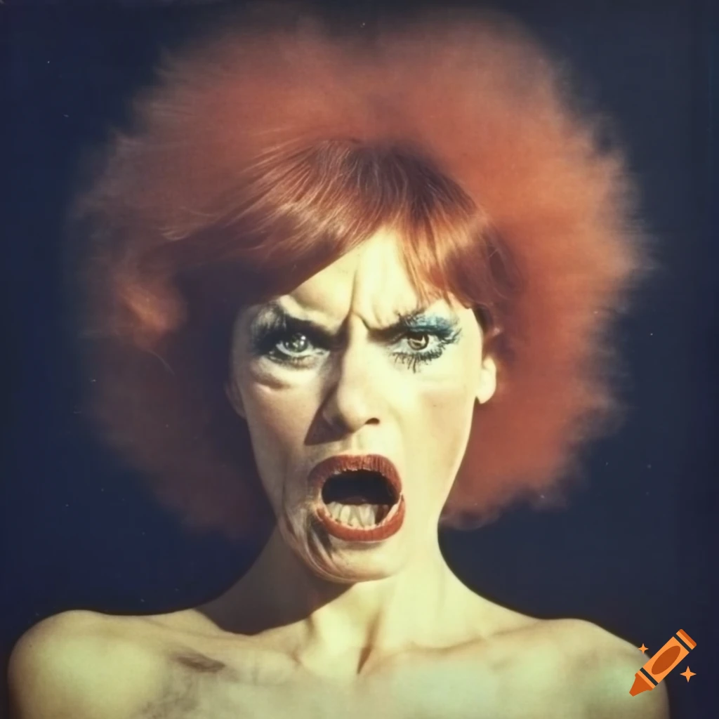 Multicolor vintage photo of an angry woman on Craiyon