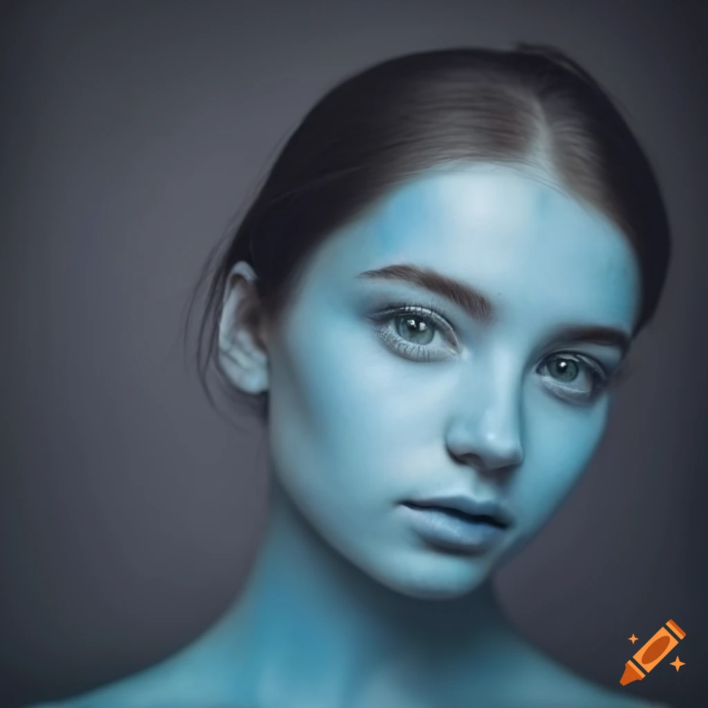 Portrait Of A Young Woman With Blue Skin On Craiyon
