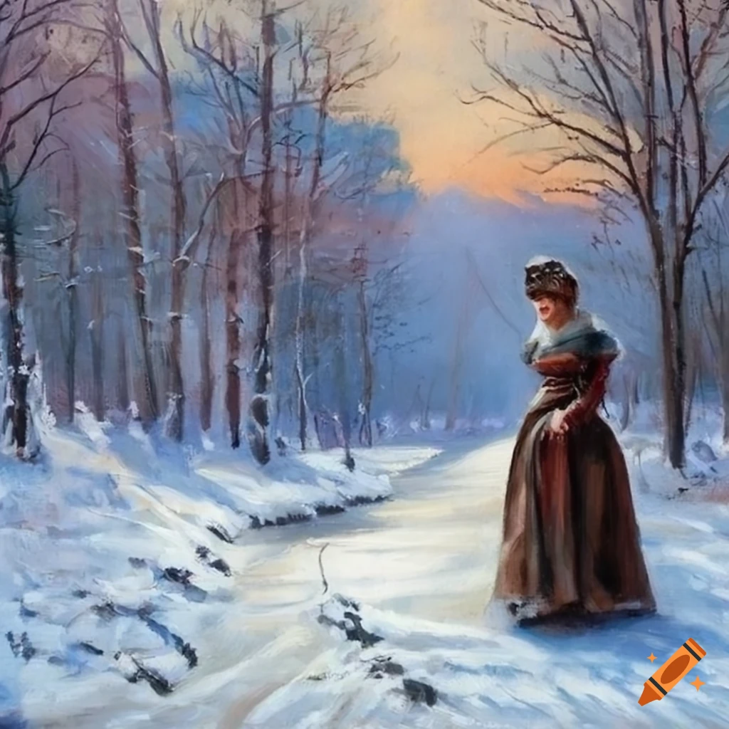Victorian style oil painting of winter scenery on Craiyon