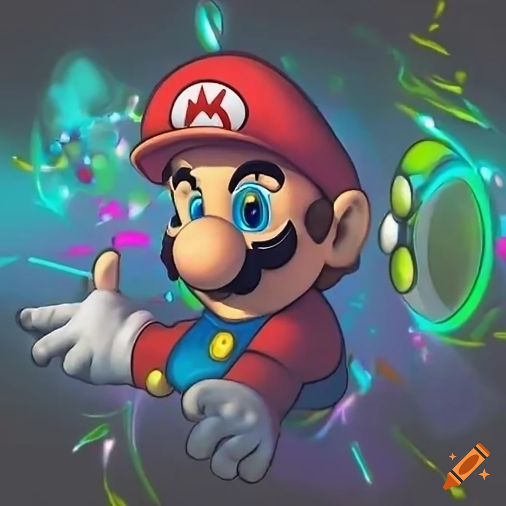 Image of super mario as a rave techno dj