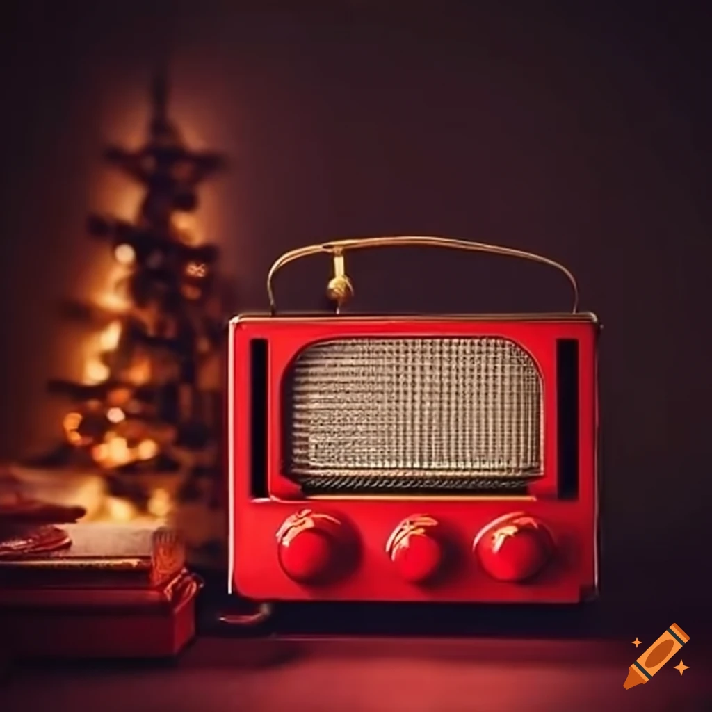 Christmassy vintage red radio
