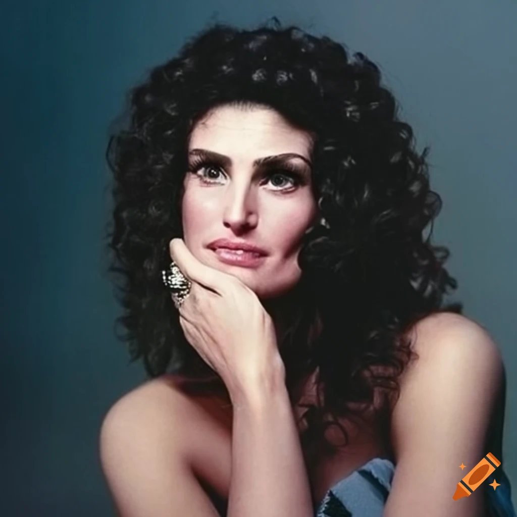 Vintage photo of idina menzel with curly hair on Craiyon