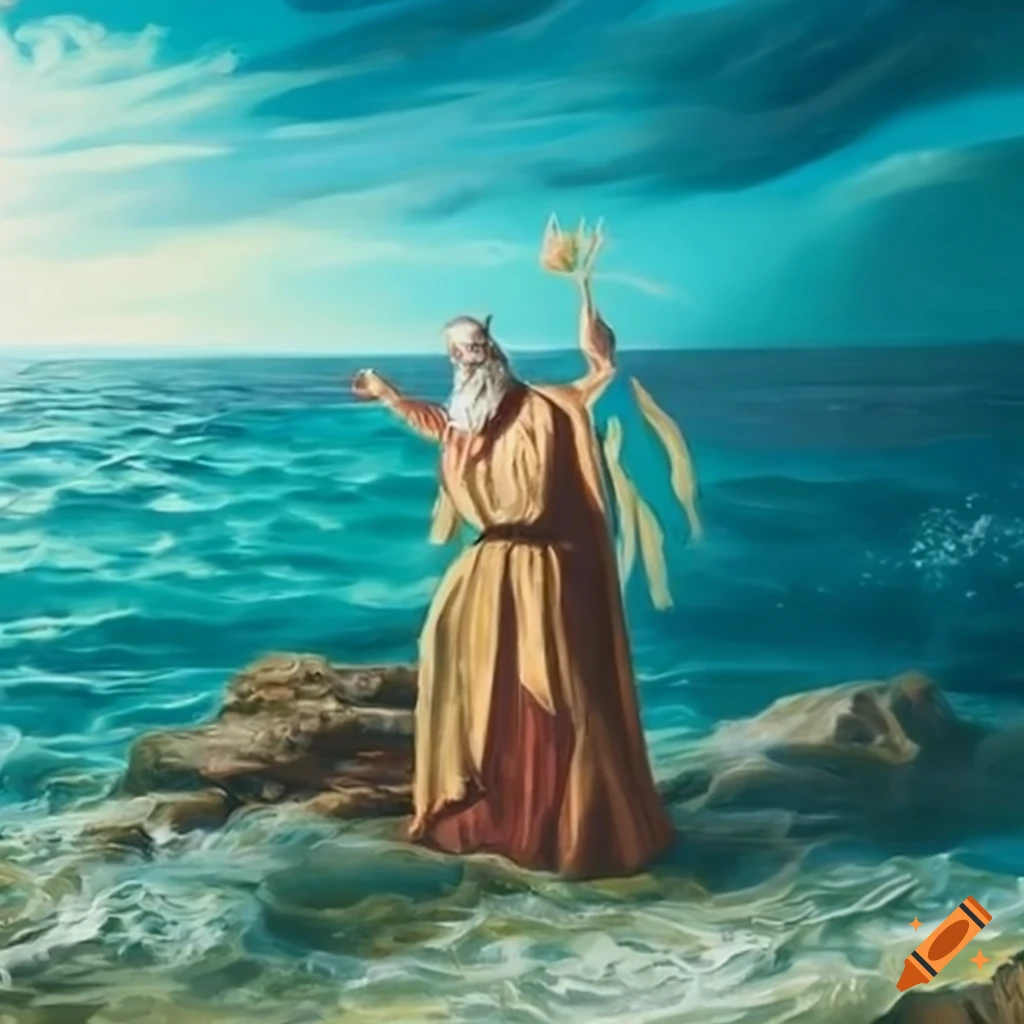 Illustration of moses parting the sea on Craiyon