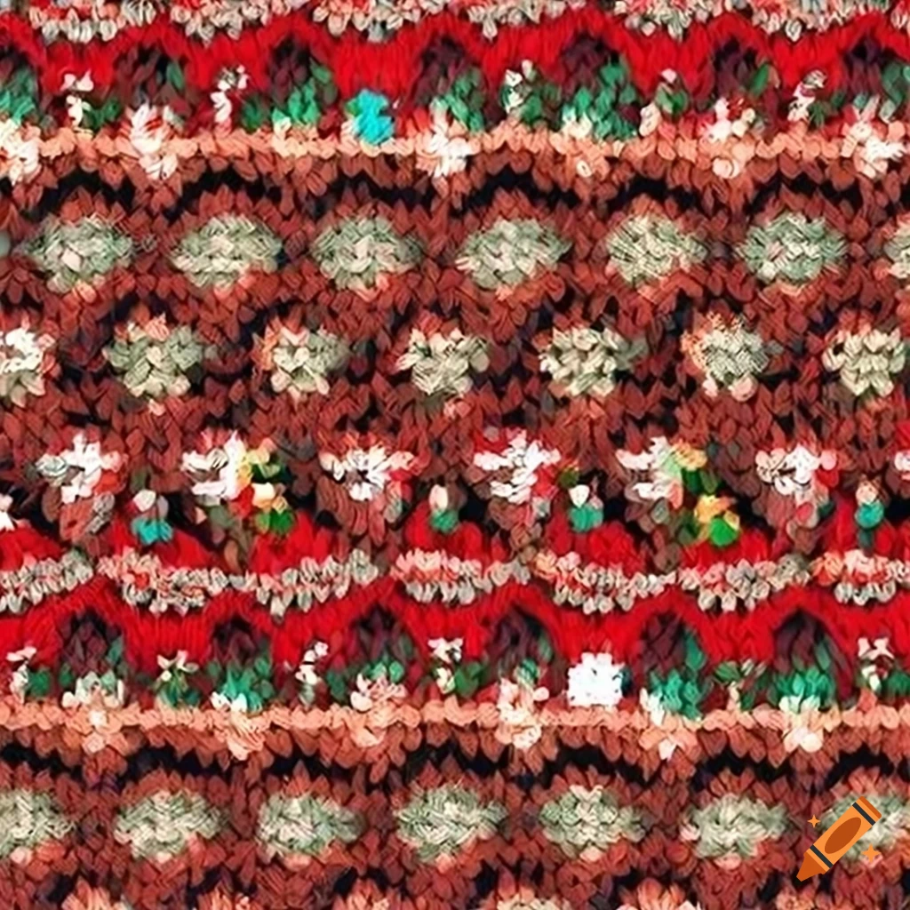 Crocheted seamless pattern of Santa Claus and Elves on Craiyon