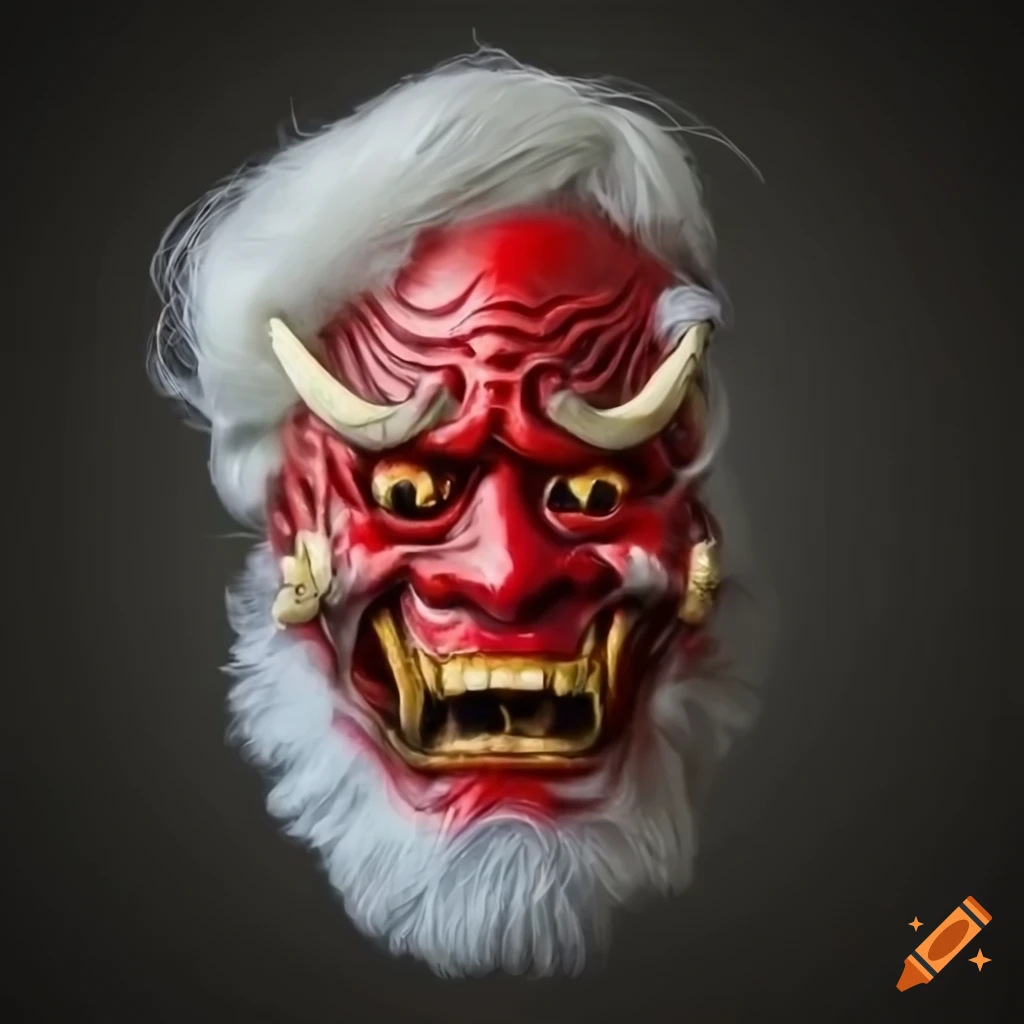 Japanese demon on rectangular white paper on Craiyon