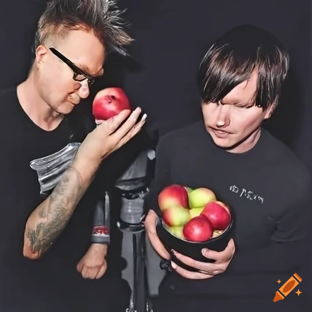 Image of mark hoppus and tom delonge bobbing for apples on Craiyon