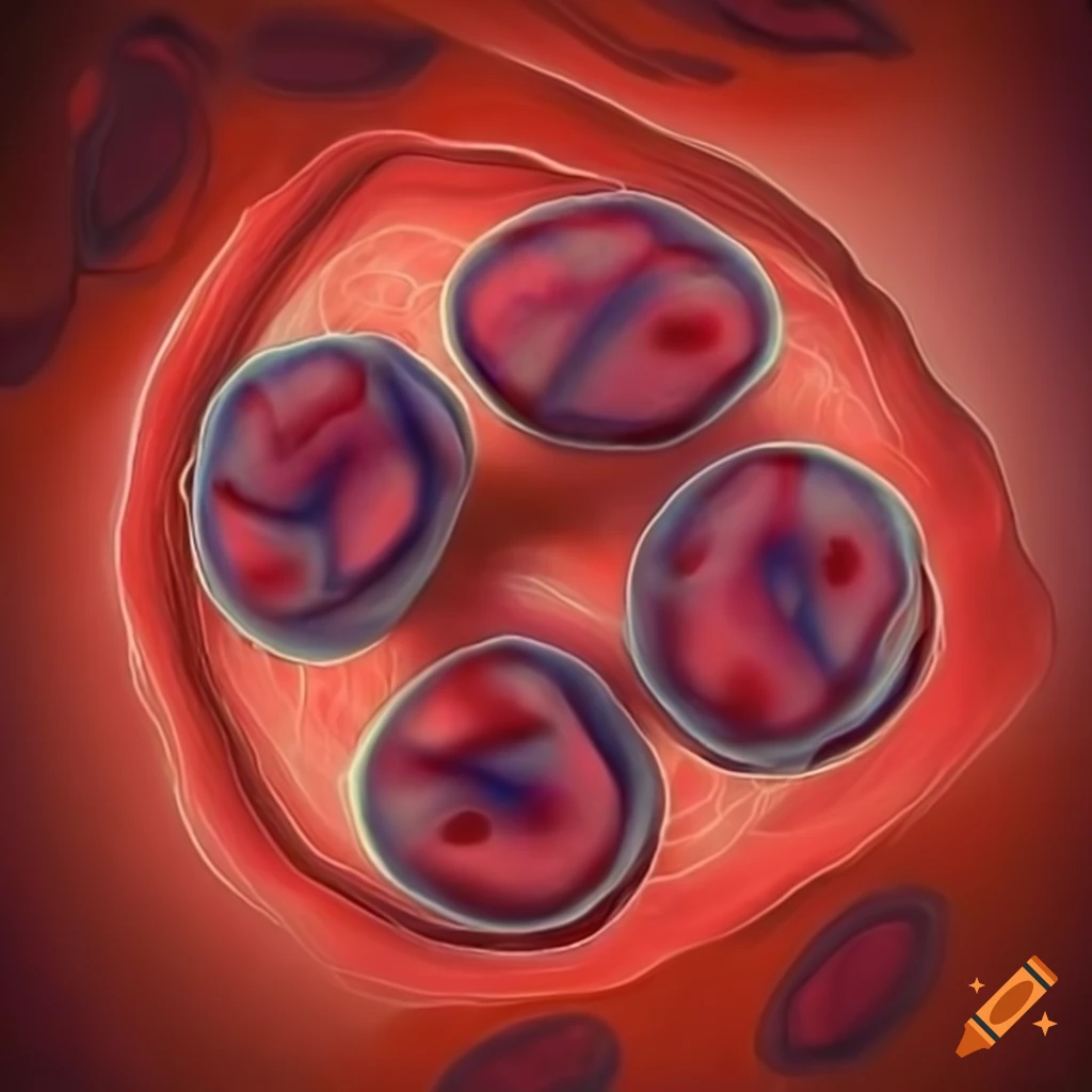 Abstract representation of blood cells and internal organs on Craiyon