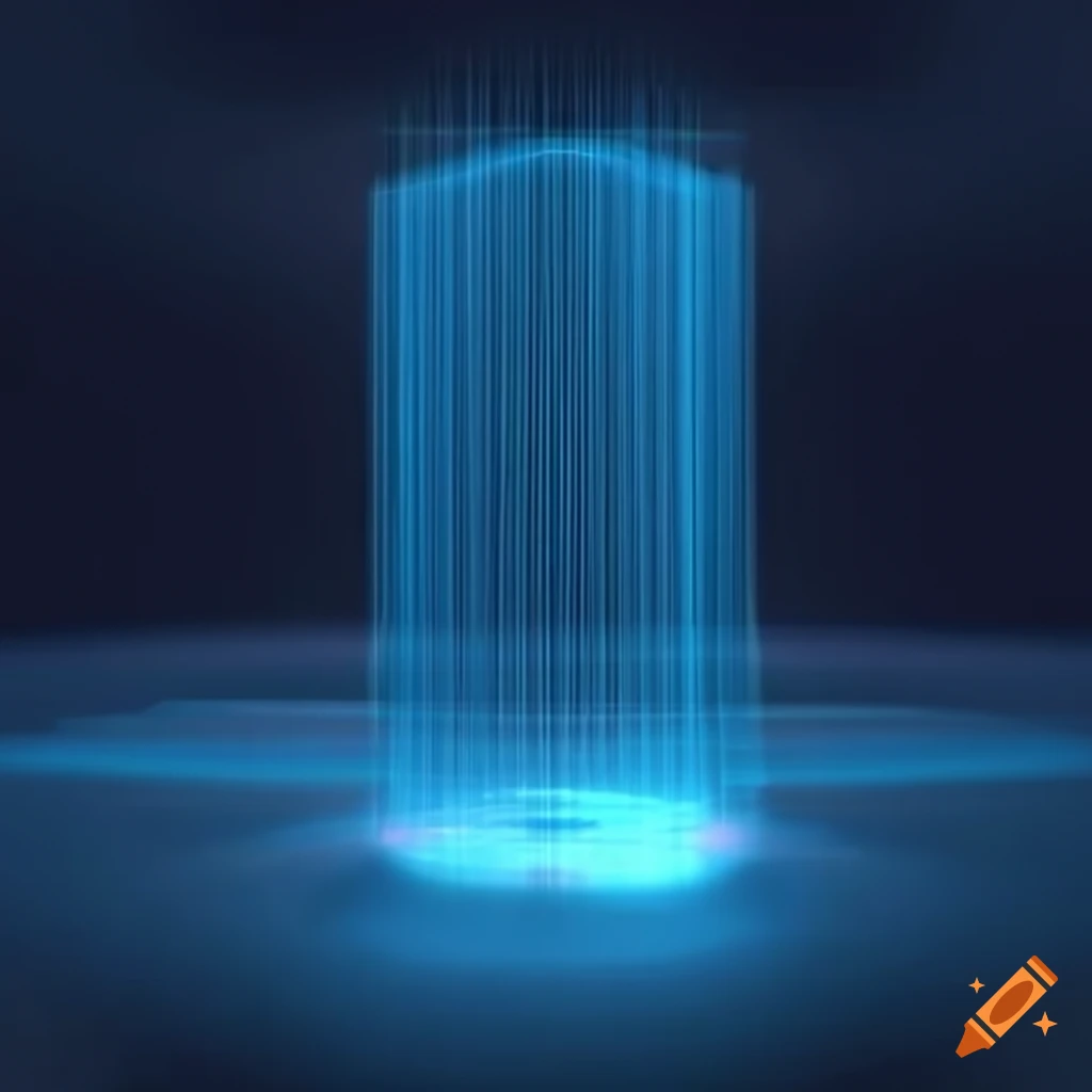 Blue hologram screen cgi rendering on Craiyon