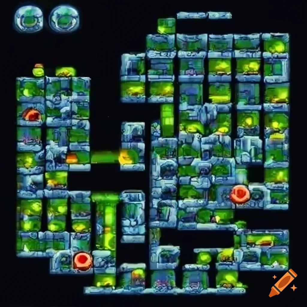 Screenshot of a platform game with melting bubble tiles