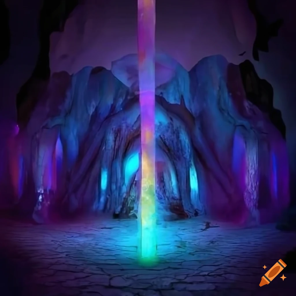 Dwarven city gates inside of a frozen cave on Craiyon