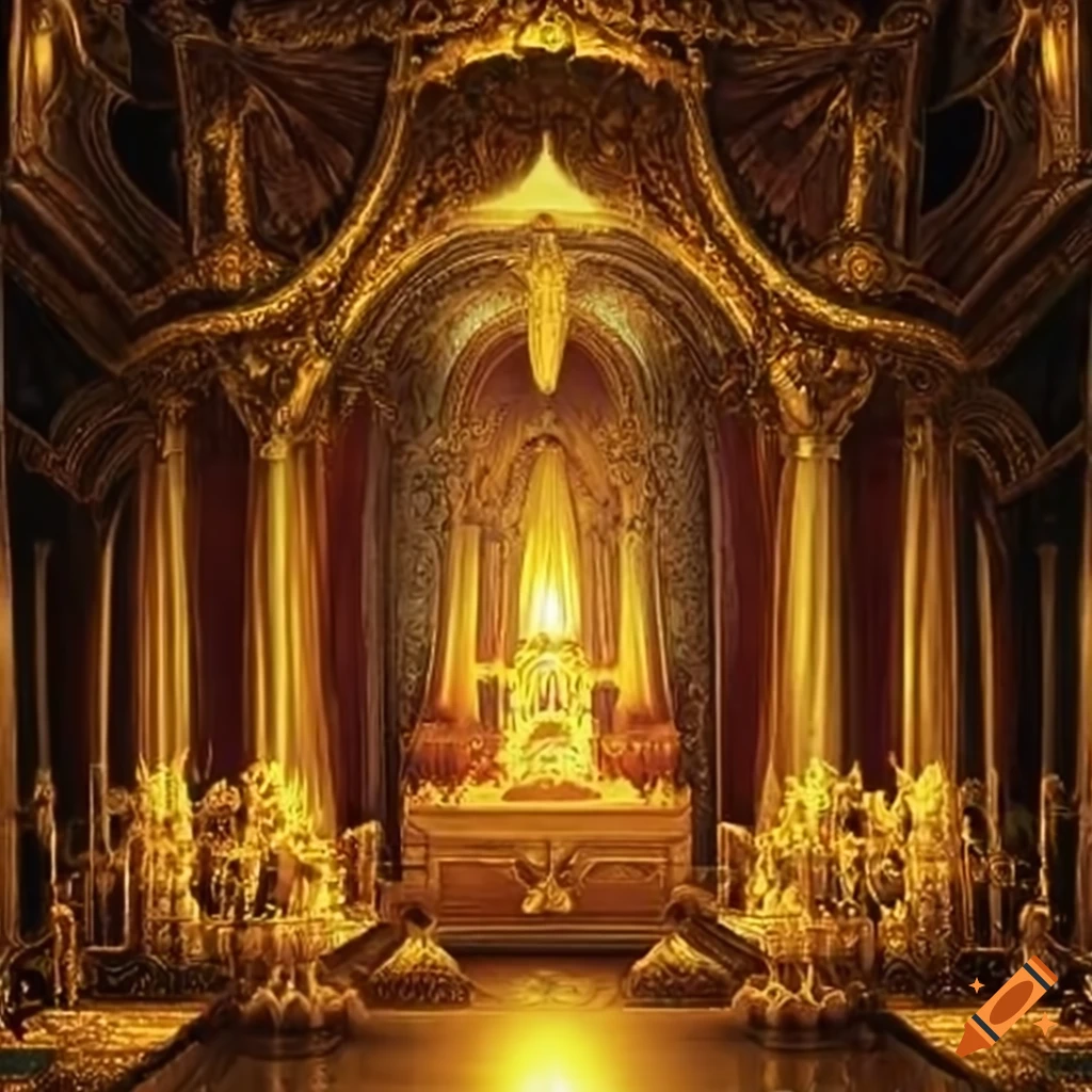 Religious ritual in a golden room on Craiyon