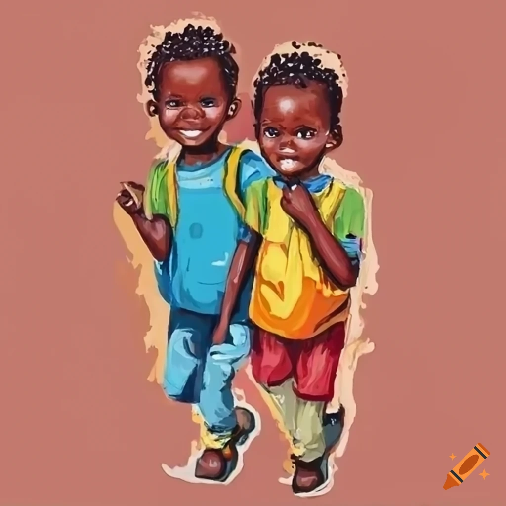 Sketch of african children walking to school on Craiyon