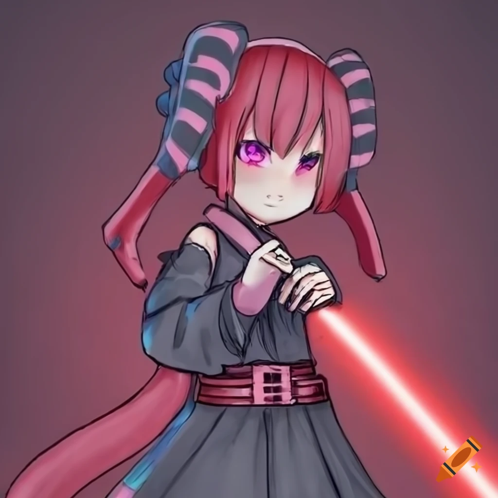 Cosplay of a snarky darth with a lightsaber on Craiyon