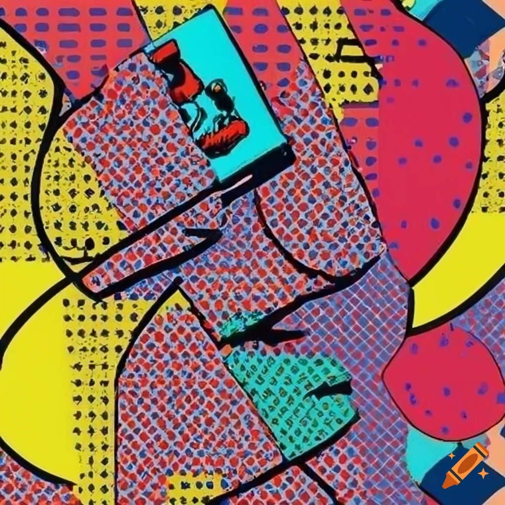 Pop art collage with bold colors and comic book aesthetics on Craiyon