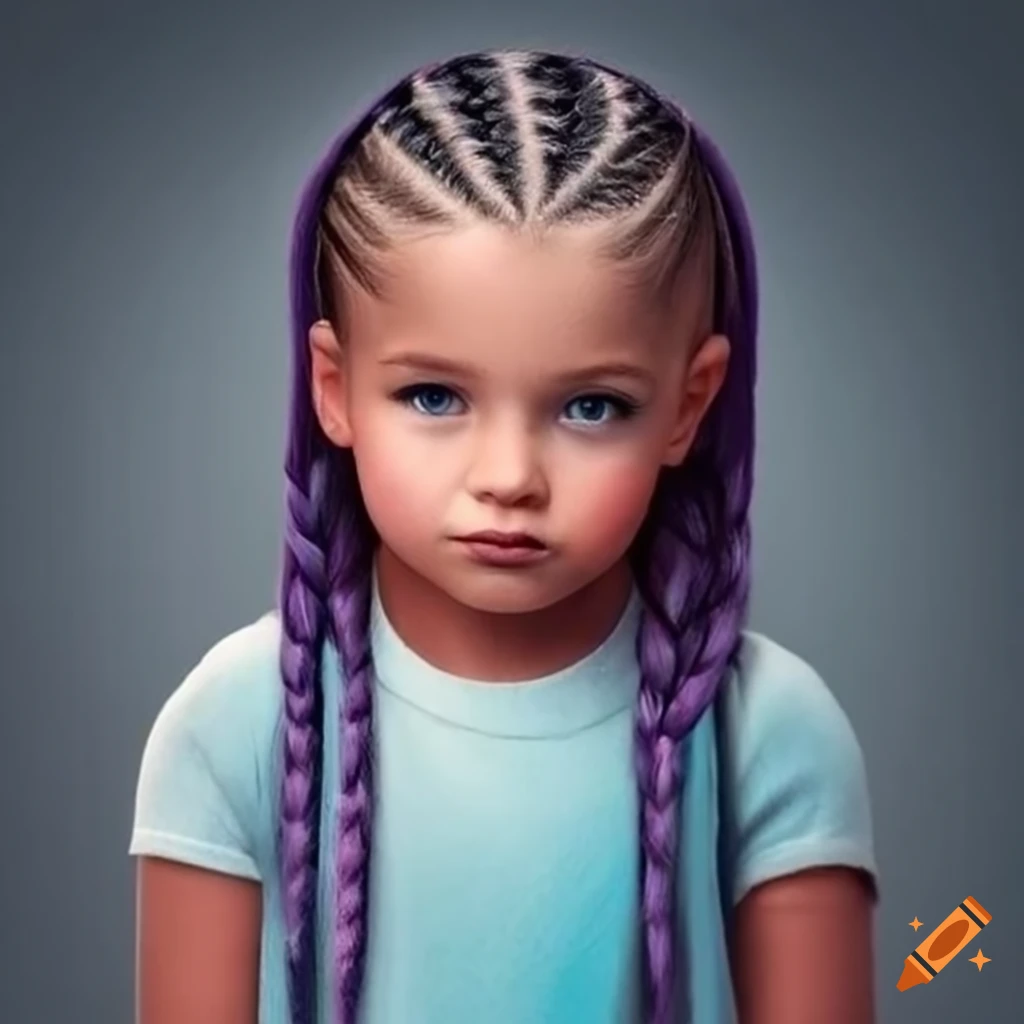 Artwork of a little girl with intricate braided hairstyle on Craiyon