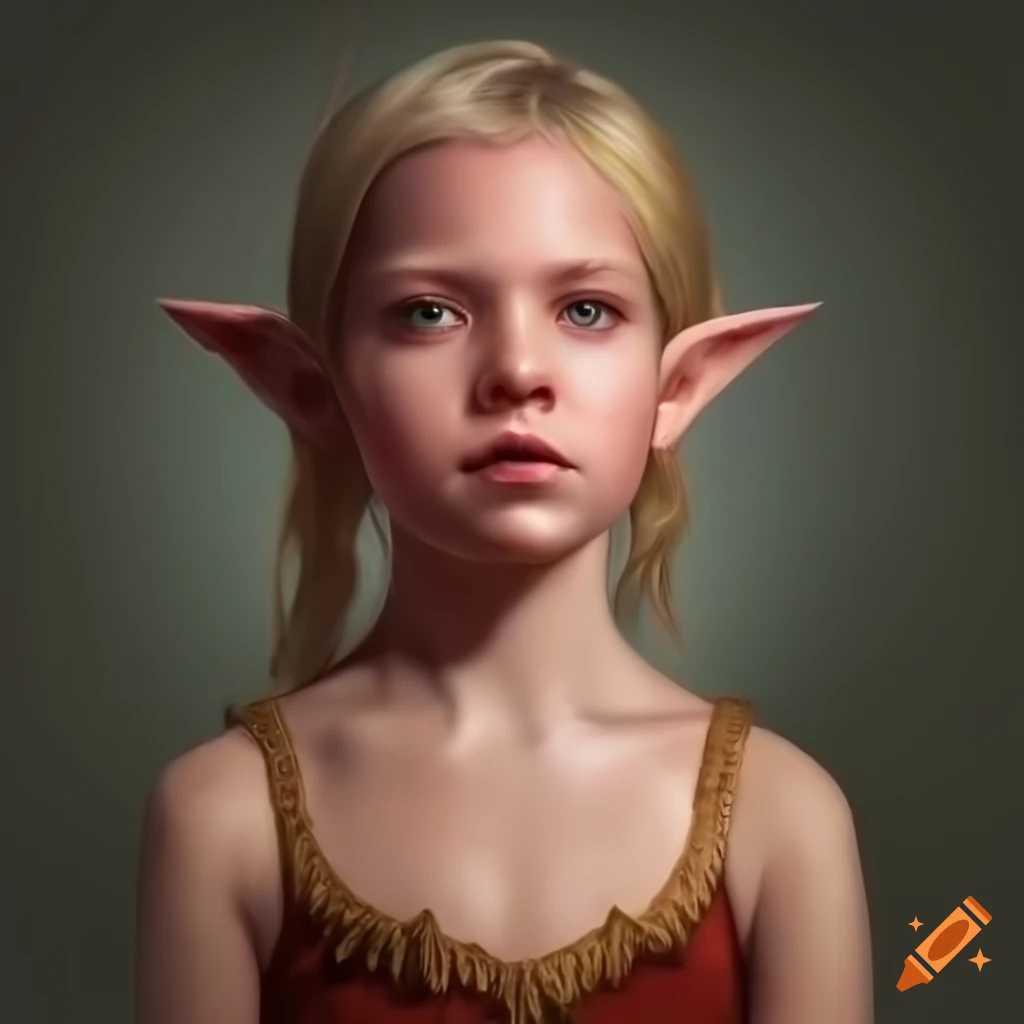 Portrait of a young child elf girl on Craiyon