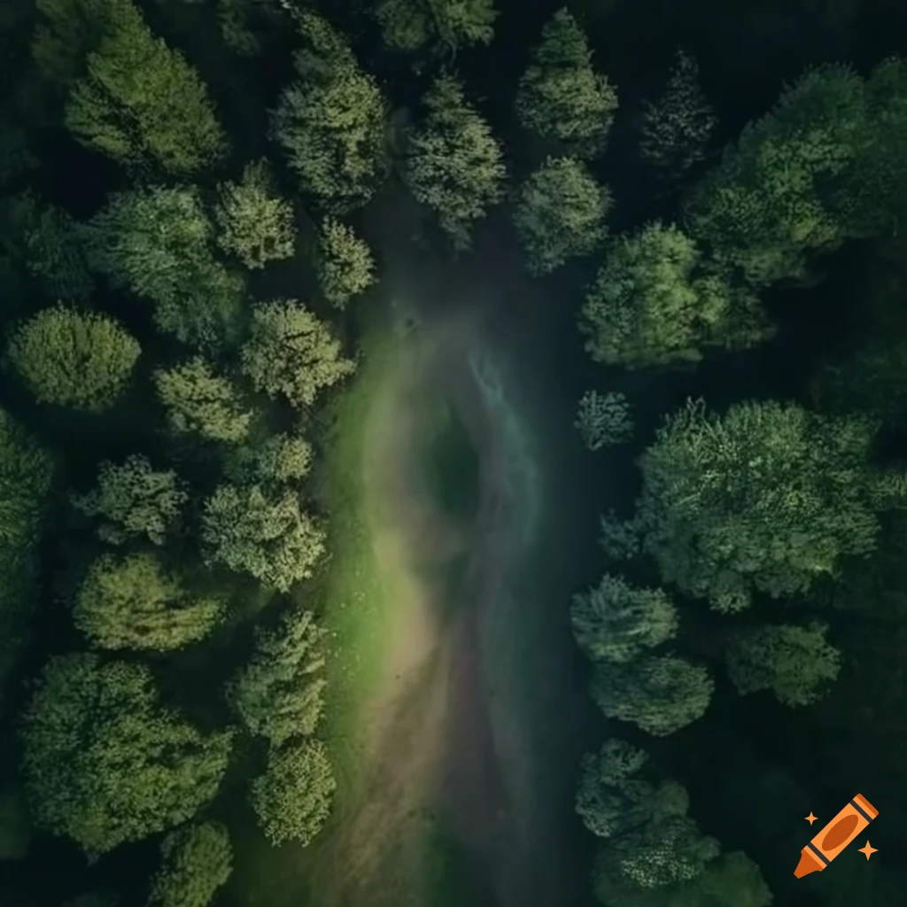 Modern oil painting of australian gum tree forest with green overtone from aerial view on Craiyon