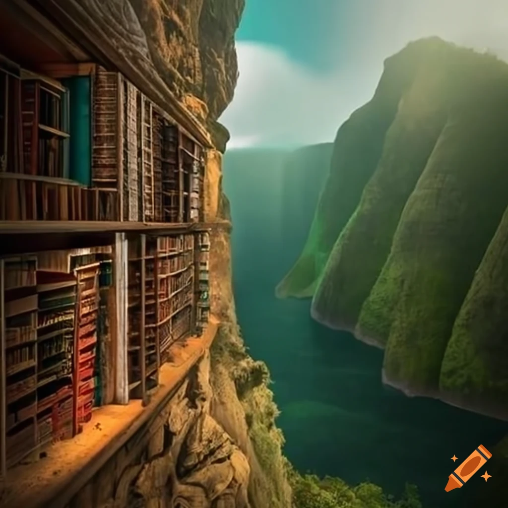 Library on a cliff in a tropical country on Craiyon