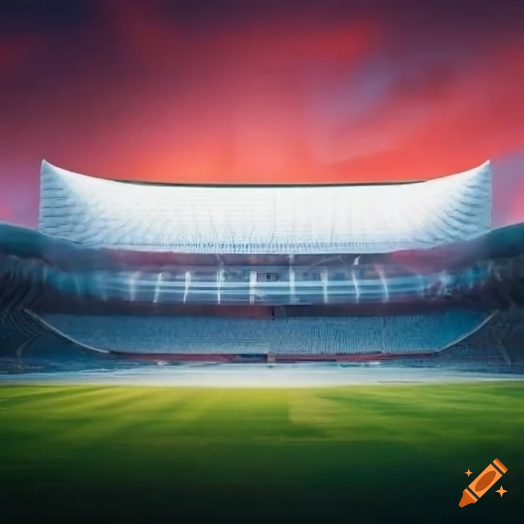 Aerial view of a football stadium with a plane pulling a banner on Craiyon