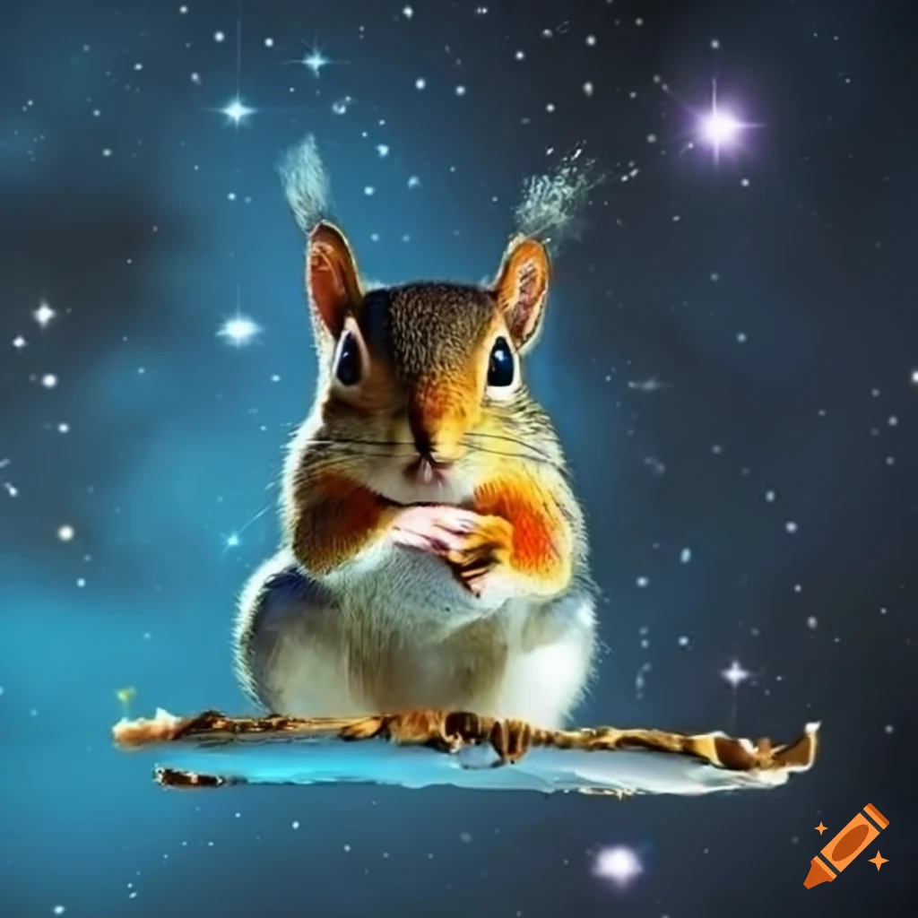 Squirrel floating in space