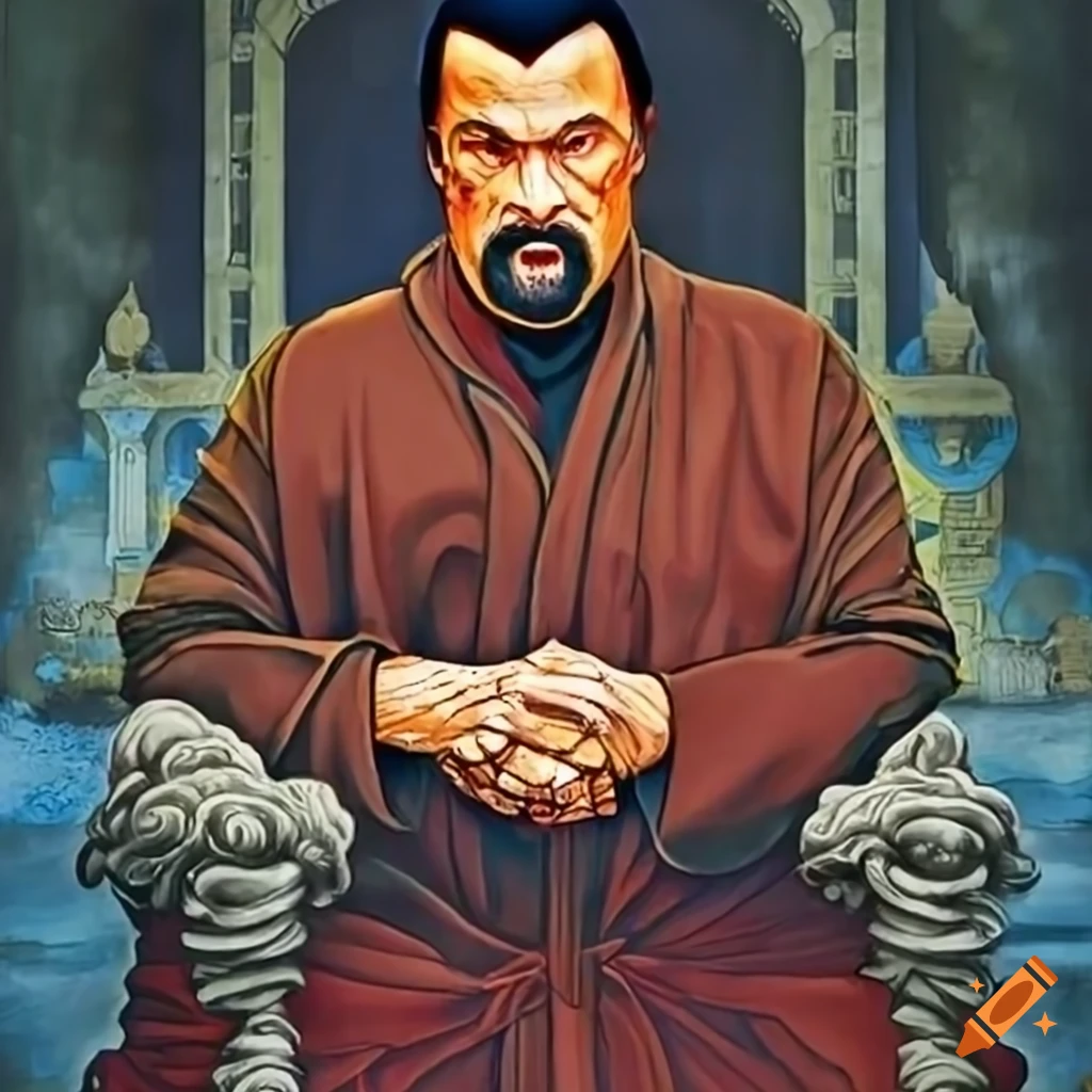 Artistic depiction of steven seagal as a powerful warlock on Craiyon