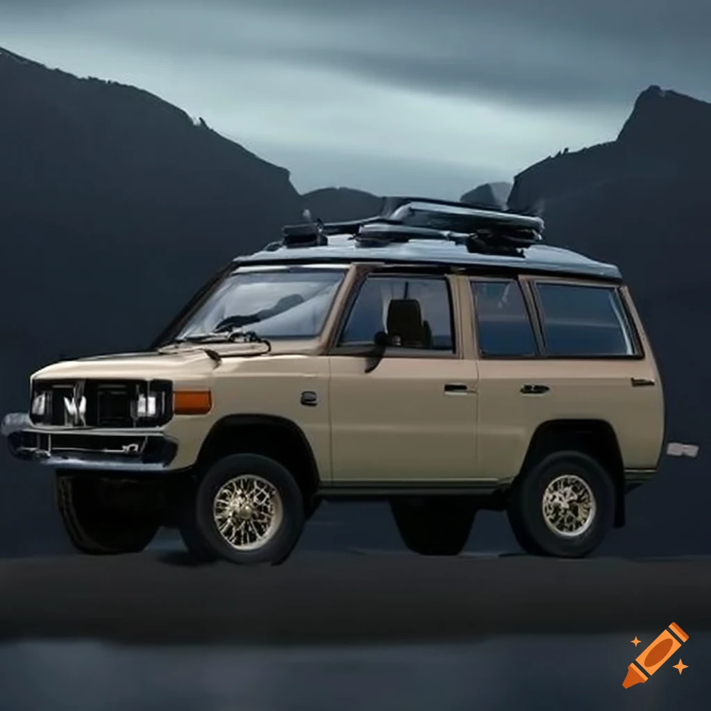 Mitsubishi suv conquering rugged terrains on Craiyon