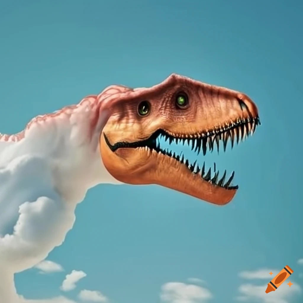 A cloud sculpture of a t-rex on Craiyon