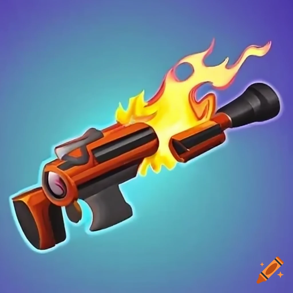 Artistic depiction of a glowing flamethrower on Craiyon