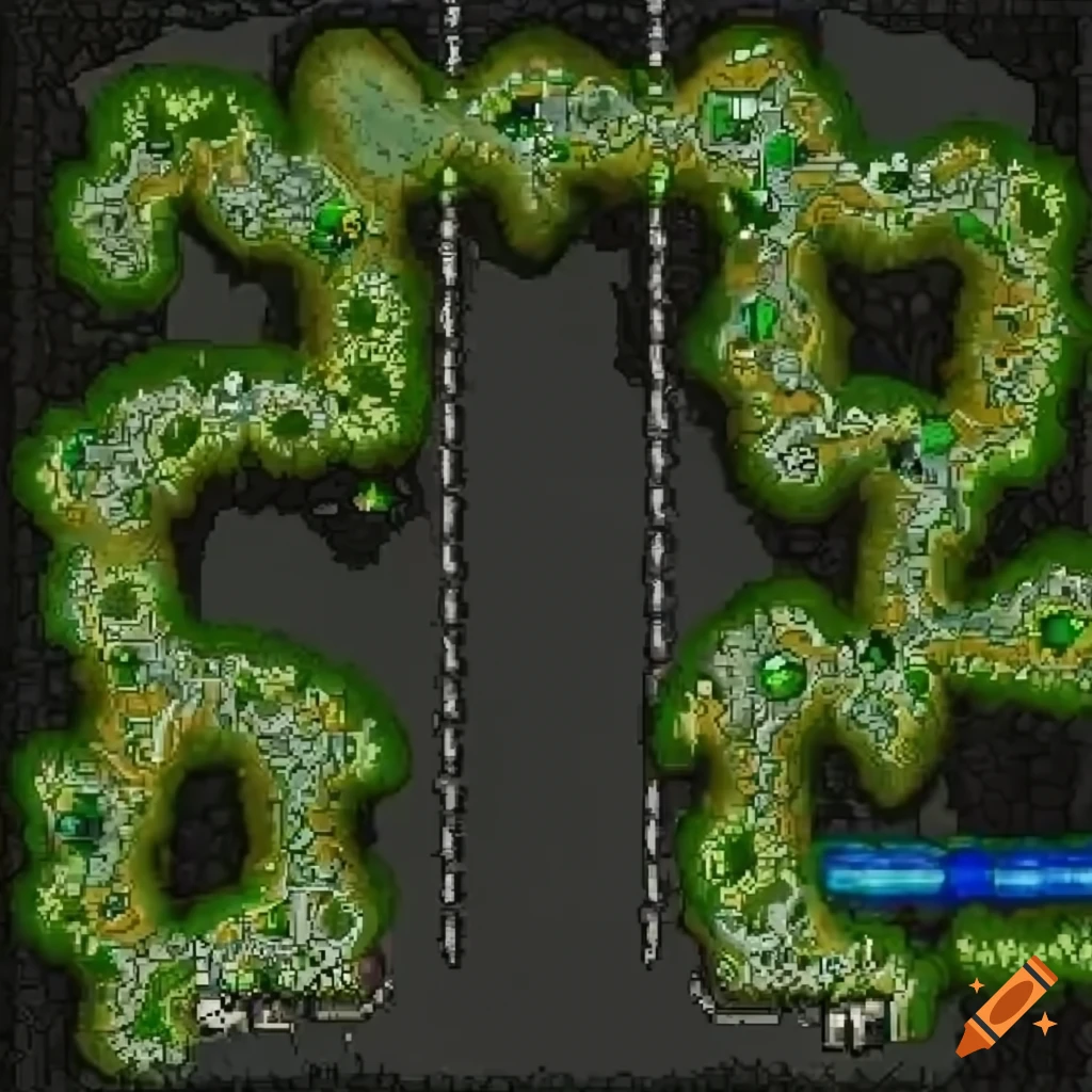 Organically designed 2d game layout with moss and fungus