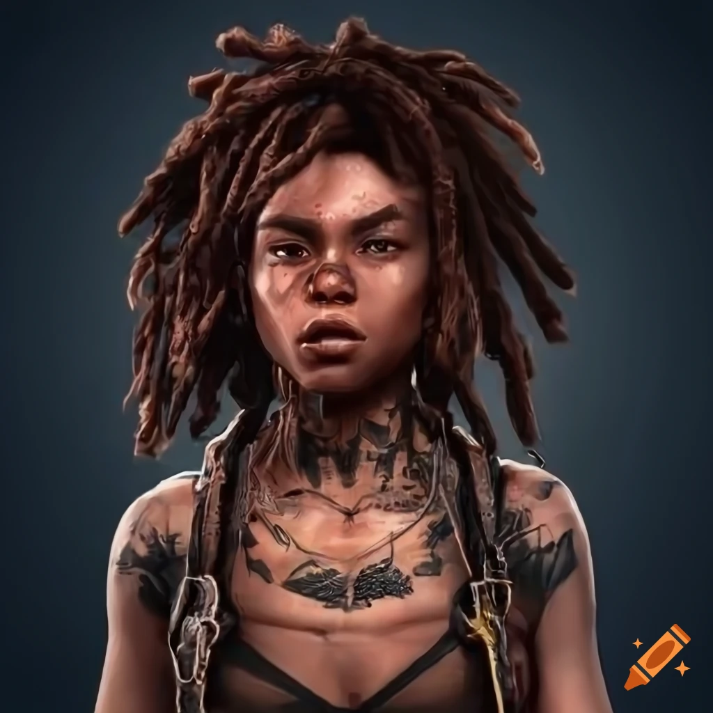 Female fighter with bruised face and stunned expression on Craiyon