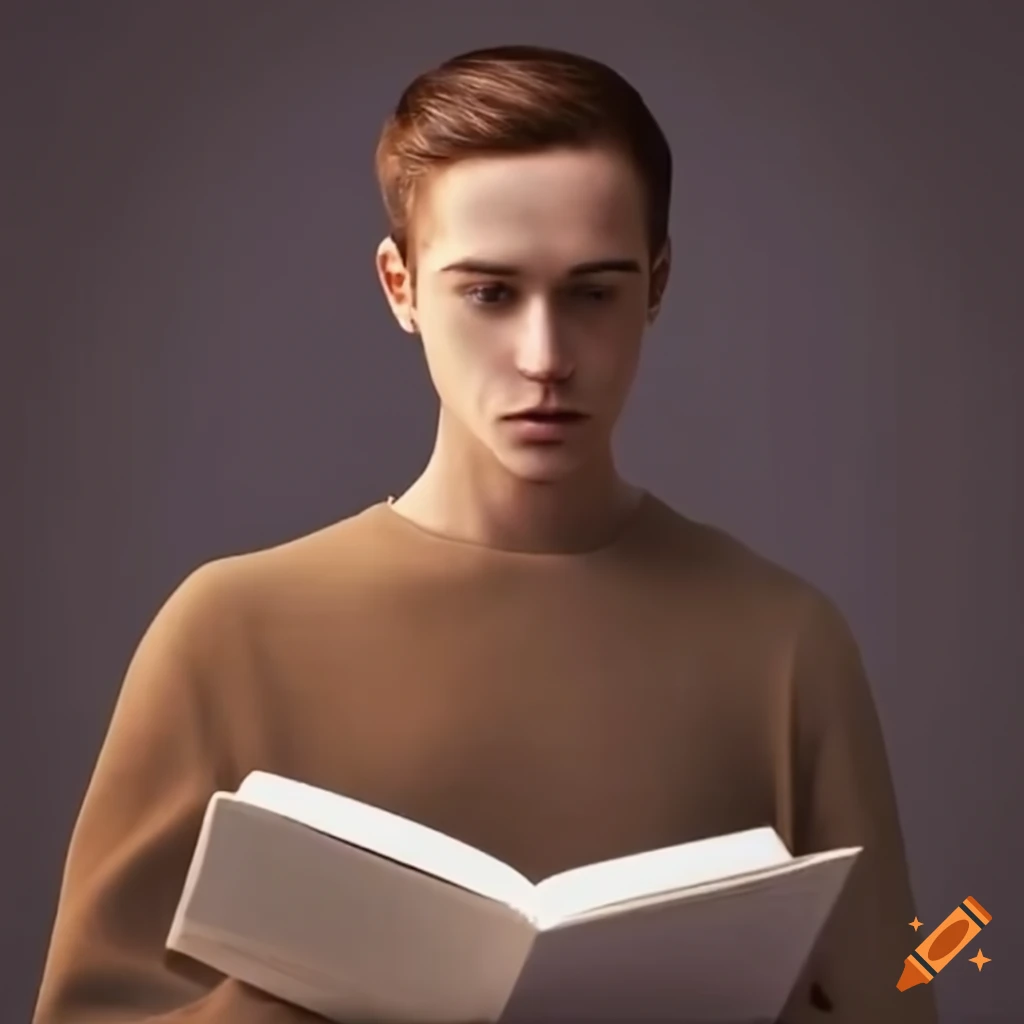 Man With Brown Hair Reading An Empty Book On Craiyon