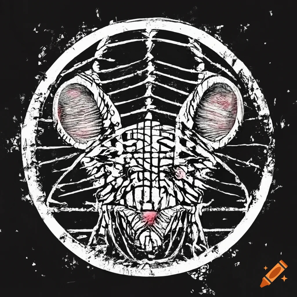 Grunge logo of a caged rat on Craiyon